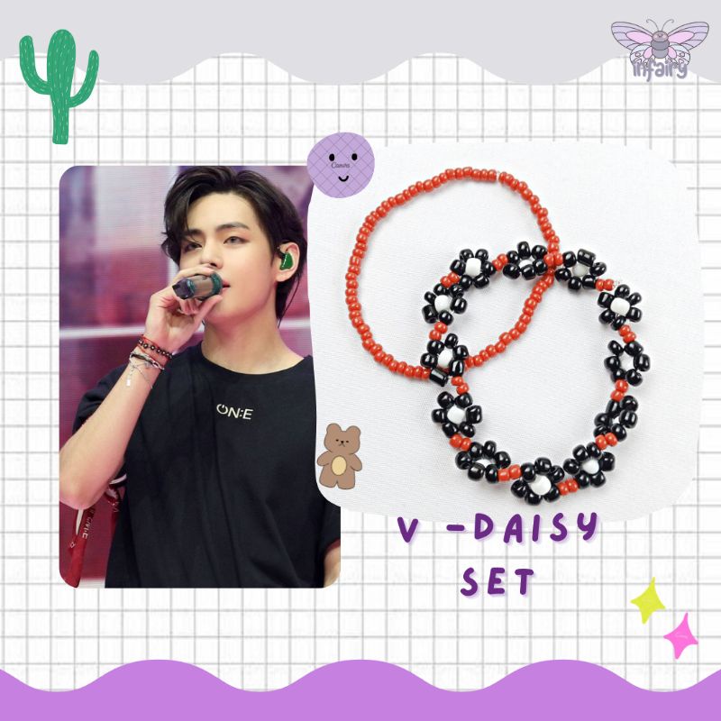 Jual KPOP BTS Bracelet handmade / gelang manik / gelang monte V ...