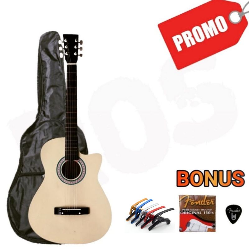 Jual Gitar Akustik Medium Pemula Pelajar Full Bonus | Shopee Indonesia