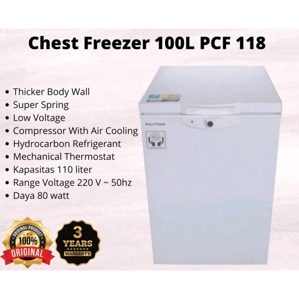 Jual KULKAS BOX POLYTRON CHEST FREEZER 100 LITER TYPE PCF 118 | Shopee ...