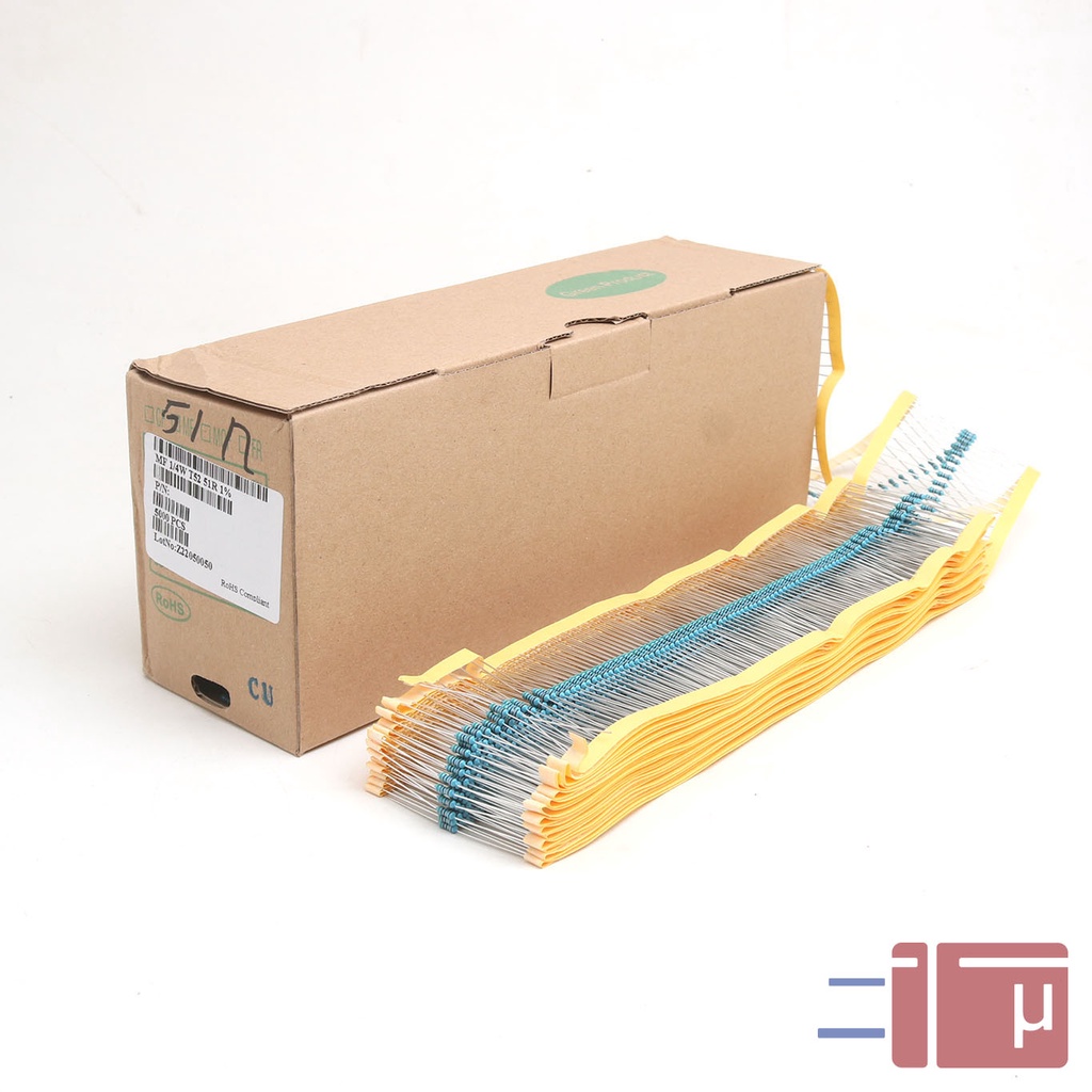 Jual x10 Resistor 51R 51 Ohm 1/4W Metal Film 1% Taiwan Kaki Tembaga ...