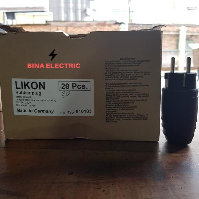 Jual Steker Karet Likon 2P 16A 250V IP44 / Colokan Karet Likon 2P 16A ...