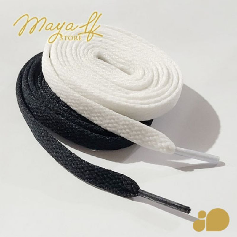 Jual tali sepatu gepeng/ tali sepatu pipih / tali sepatu hitam putih ...