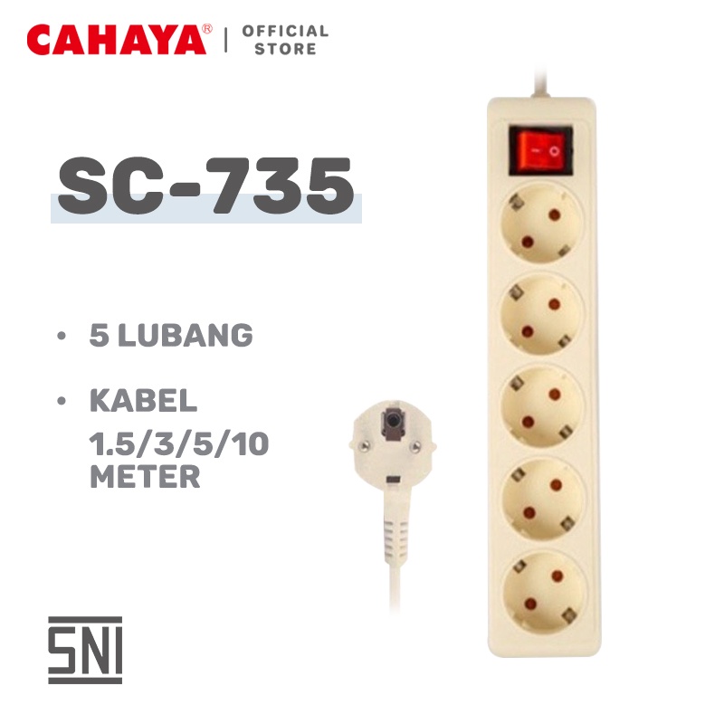 Jual CAHAYA - Stop Kontak + Kabel 2/3/4/5 Lubang 1.5/3/5/10 Meter SNI ...
