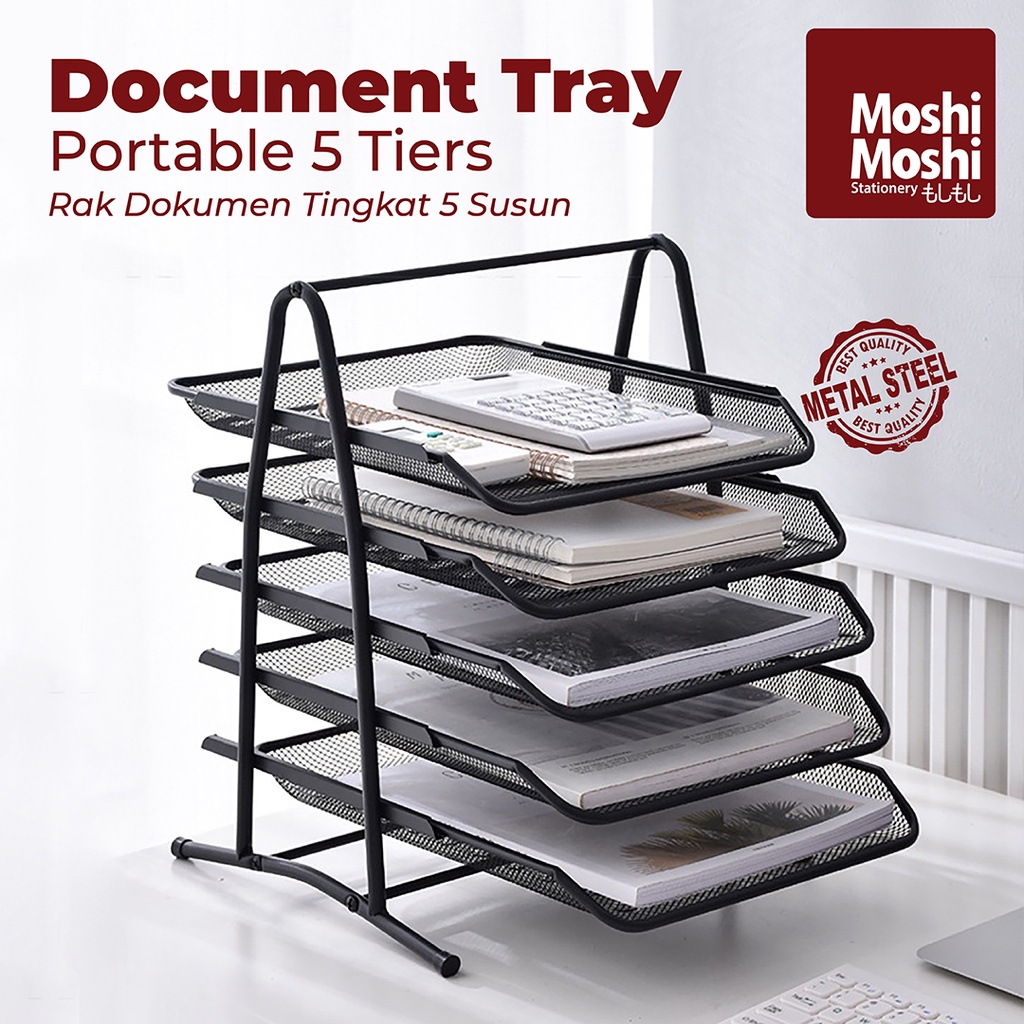 Jual Document Tray Desk Storage Foldable 5 Tiers Rak Kertas File Dokumen 5 Susun Jaring Besi ...