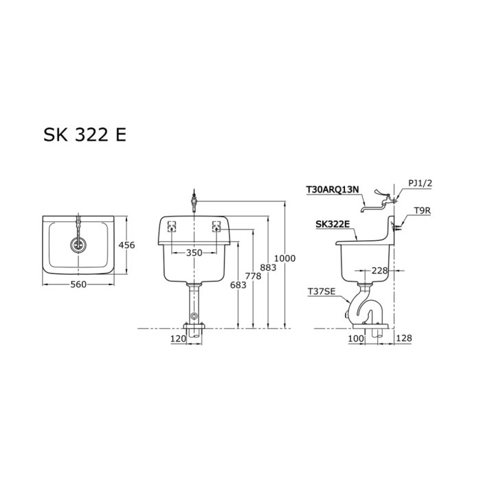 Jual Service Sink Toto Sk322E Komplit Set Include: T37Se Dan T30Arq13N ...