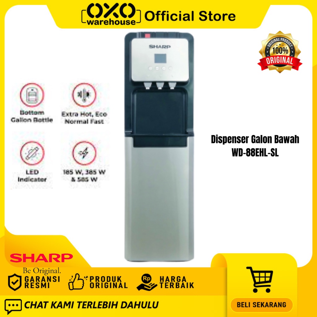 Jual Sharp Dispenser SWD-88EHL-SL Galon Bawah Standing Low Watt ...