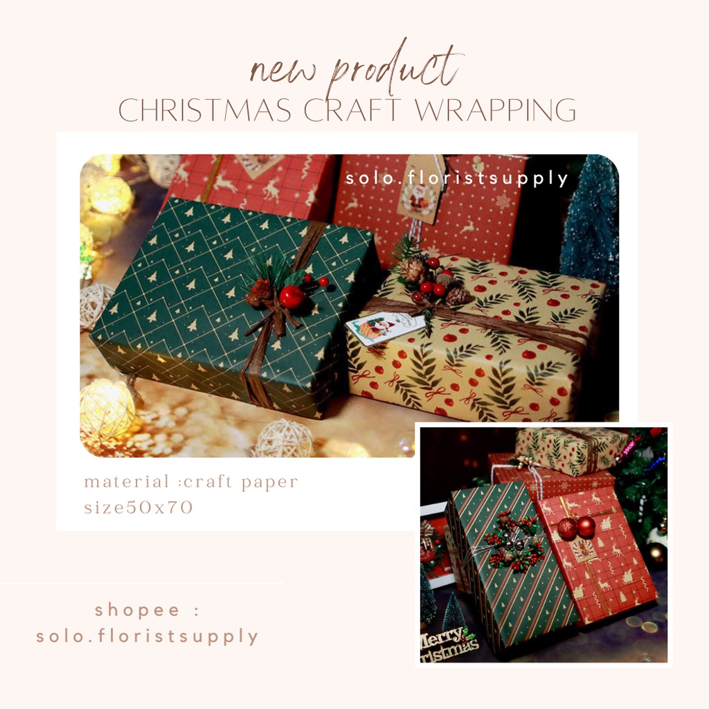 Jual CHRISTMAS CRAFT GIFT WRAPPING CRAFT NATAL WRAPPING MOTIF MERRY ...