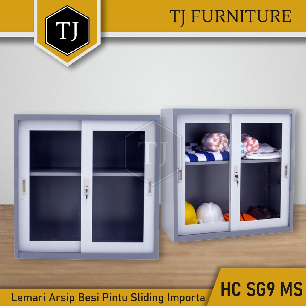 Jual Importa Loker Besi / Lemari Arsip / Kabinet Kantor Besi 2 Pintu Sliding Kaca Pendek / Steel ...