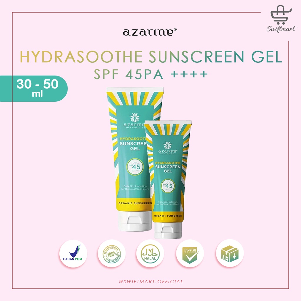 Jual AZARINE Hydrasoothe Sunscreen Gel SPF 45 PA ++++ | Blue Light Protection | Shopee Indonesia