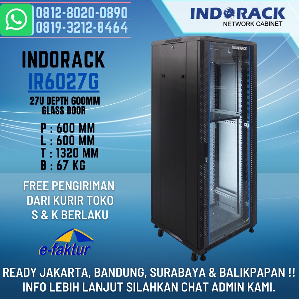 Jual INDORACK - IR6027G Standing Close Rack 27U Glass Door 19" | Shopee ...