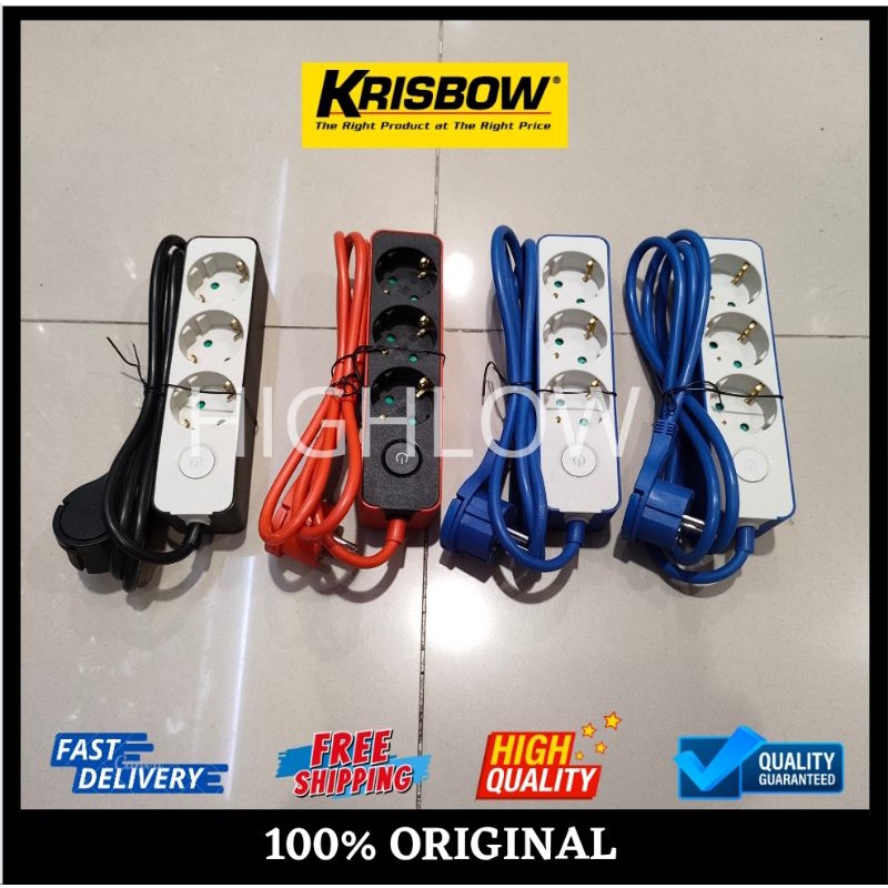 Jual Krisbow stop kontak Colokan listrik 3 & 6 lubang extension socket ...