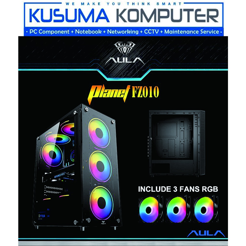 Jual Casing PC AULA Gaming Planet FZ010 include 3 Fan RGB | Shopee ...