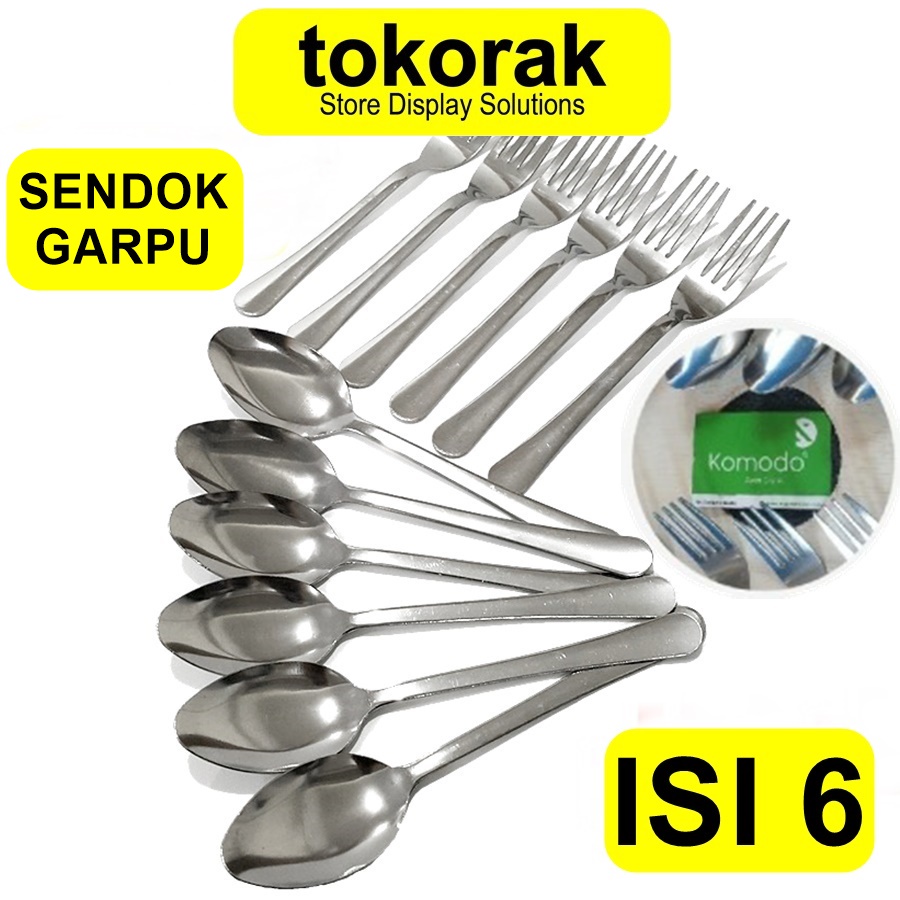 Jual SENDOK GARPU MAKAN STAINLESS TEBAL ISI 6PCS KOMODO SENDOK GARPU ...