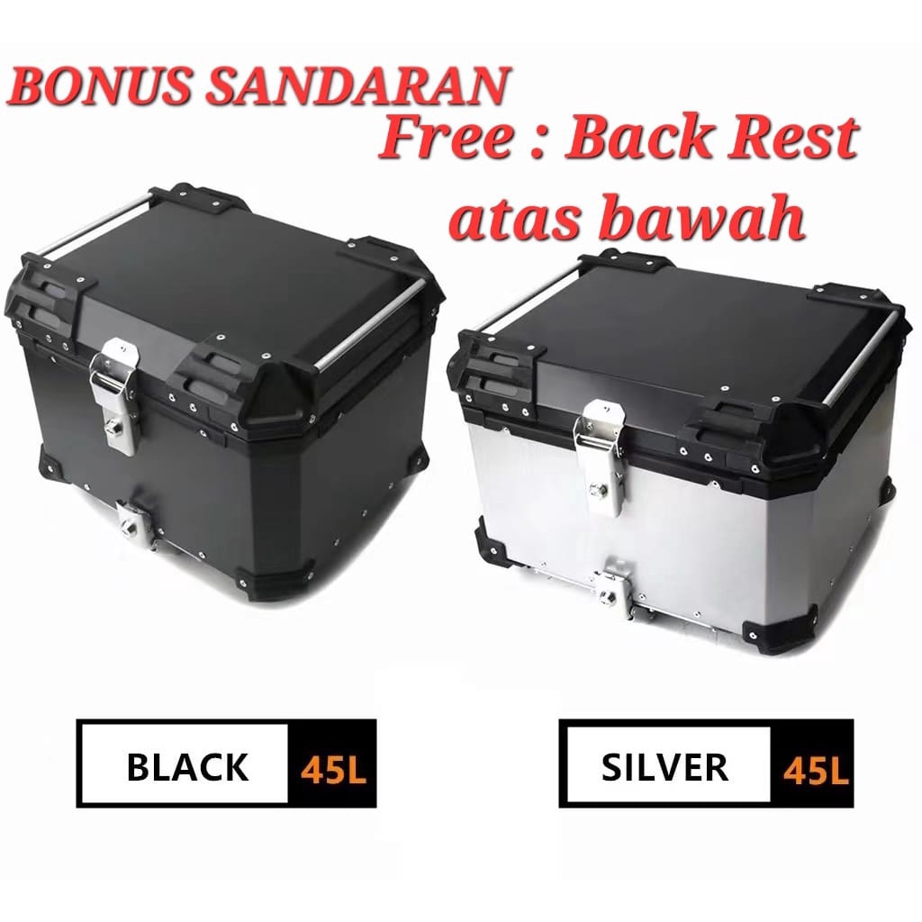 Jual TopBox Motor Kunci Alumunium Pannier Bracket Kotak Top Box 45L 50 ...