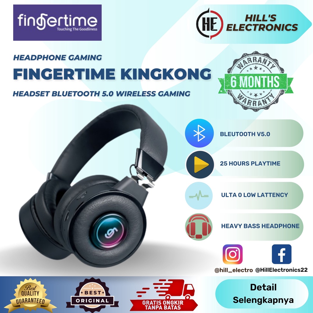 Jual Fingertime Gaming Headset Bluetooth 5.0 Wireless Headphone ...