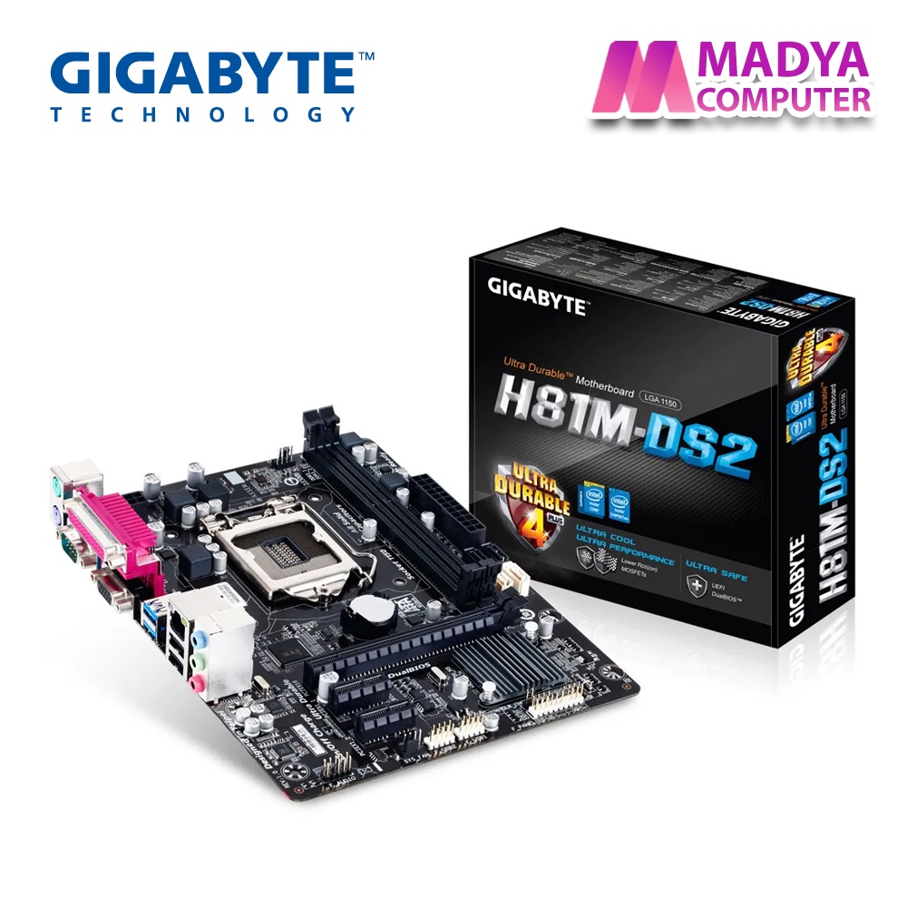 Jual Motherboard GIGABYTE H81M-DS2 Socket 1150 DDR3 | Shopee Indonesia