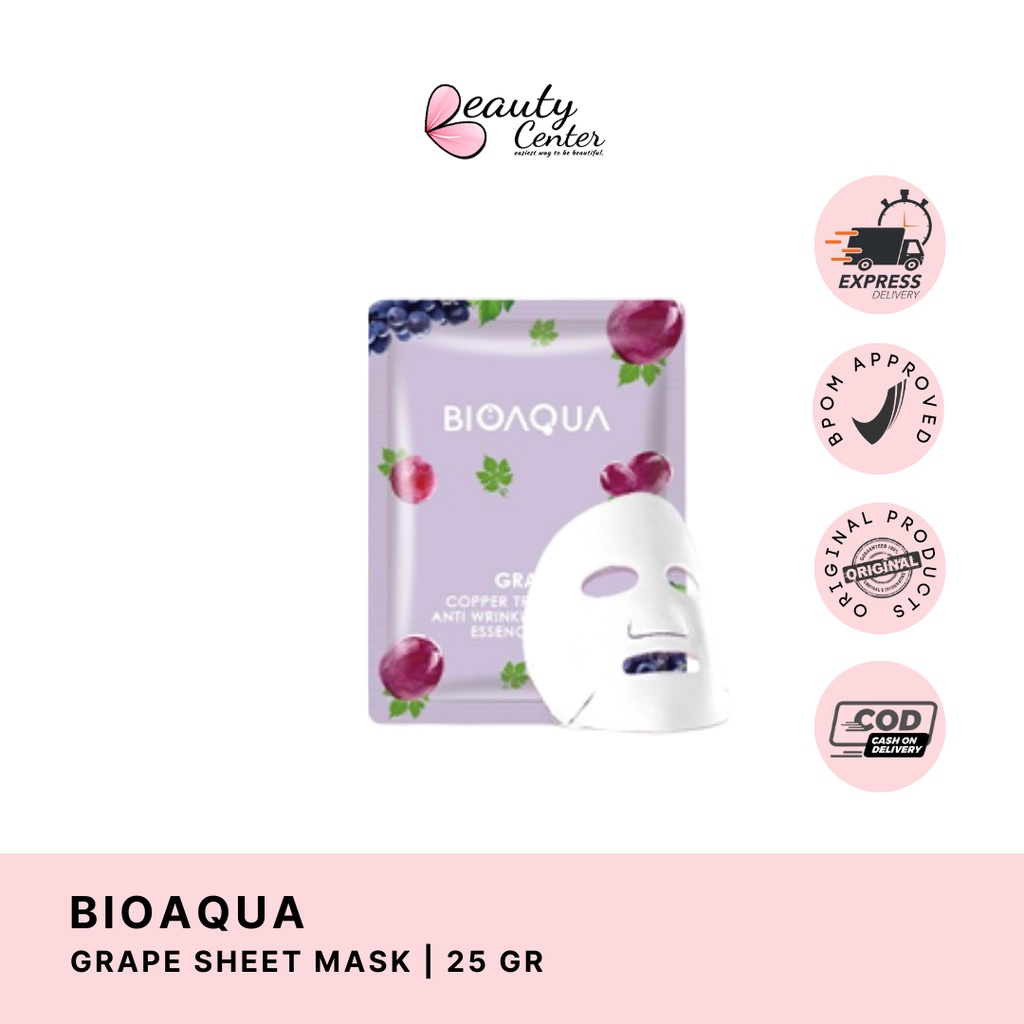 Jual BIOAQUA Sheet Mask ''Grape Copper Tripeptide'' Natural Plant ...
