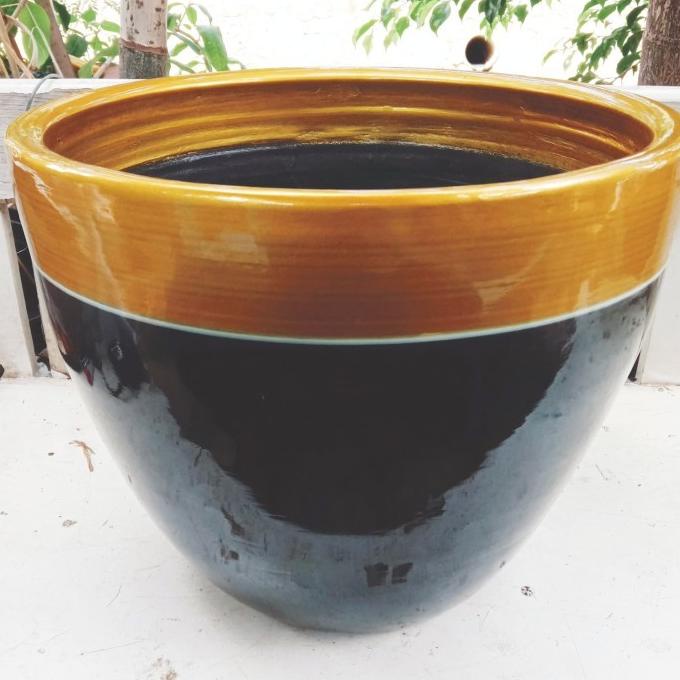 Jual pot keramik/pot gerabah/pot tanah liat/pot bunga putih diameter 32 ...