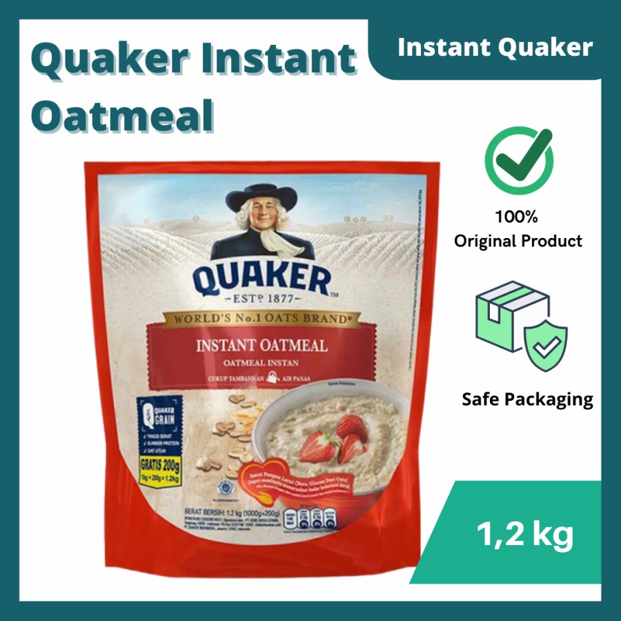Jual Quaker Instant Oatmeal 1200gr (warna merah) | Shopee Indonesia