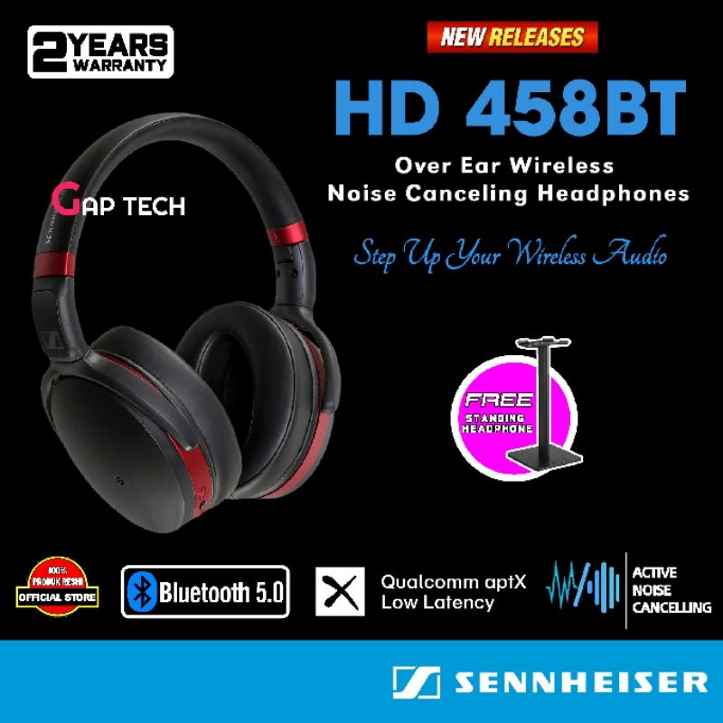 Jual Sennheiser HD 458BT / HD458 BT / HD 458 BT Over Ear Wireless Noise Canceling Headphones ...