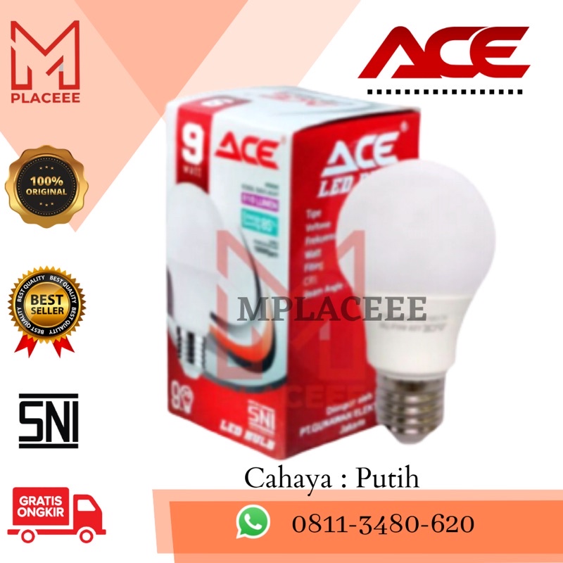 Jual Led ACE 9 watt cahaya putih harga promo murah!! | Shopee Indonesia