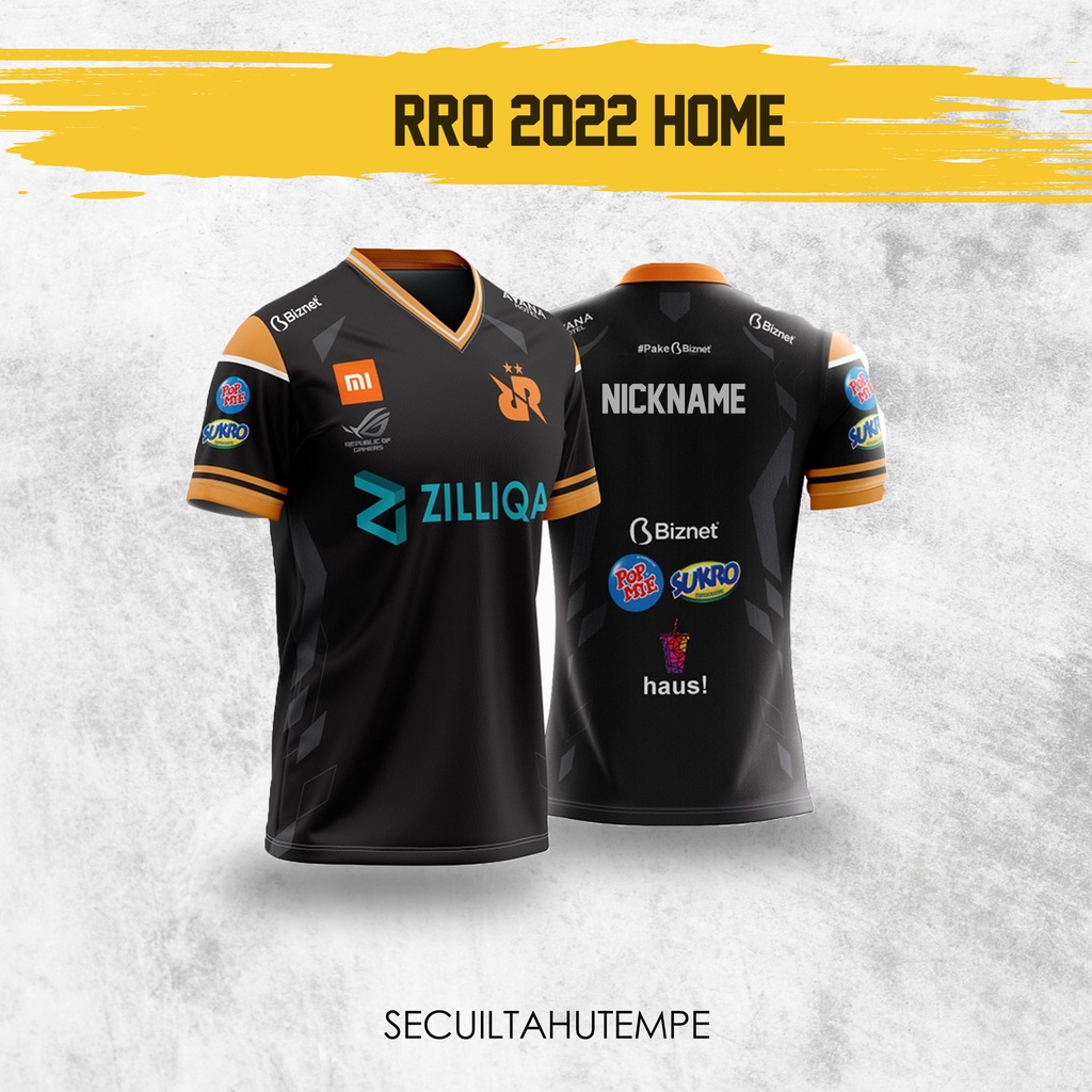 Jual JERSEY RRQ 2022 HOME HITAM TERBARU BISA CUSTOM NAMA DAN LOGO ...