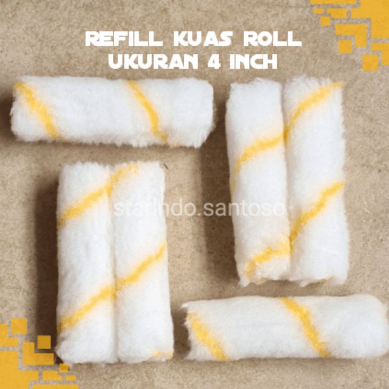 Jual Refill kuas roll kapal 4inch bulu cat tembok dinding ukuran 4 inci ...