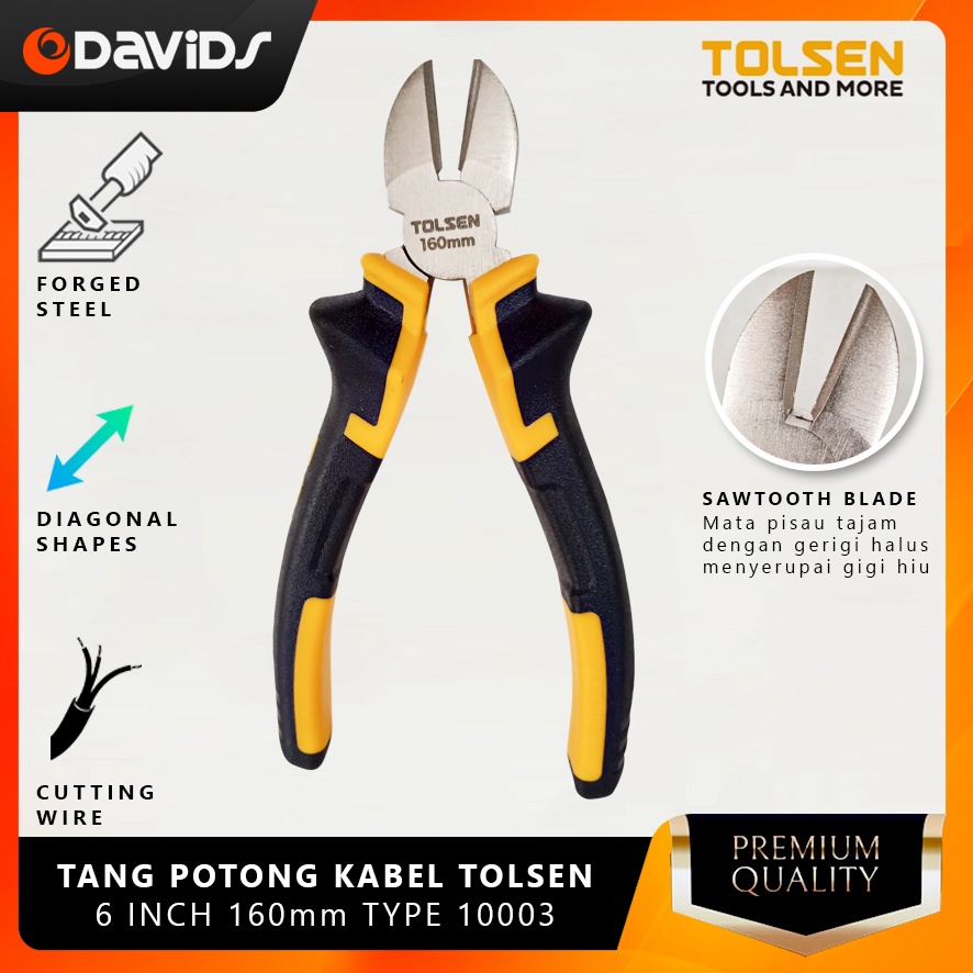 Jual Tang Potong Kupas Kabel Cutting Diagonal Pliers Tolsen 6 Inch ...