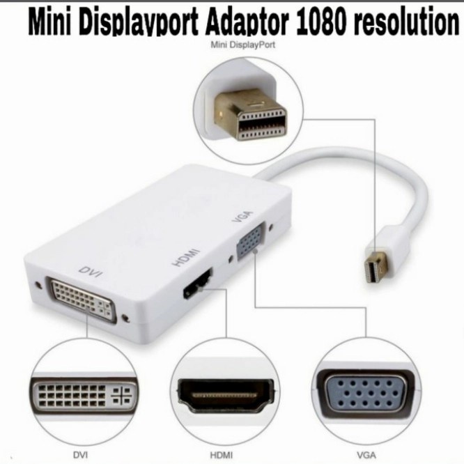 Jual MINI DISPLAY PORT TO 3IN1/ MINI DP TO HDMI 3IN1 | Shopee Indonesia