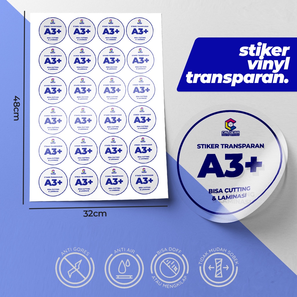 Jual Cetak / Print Stiker Label Vinyl Transparan Custom per A3+ bisa ...