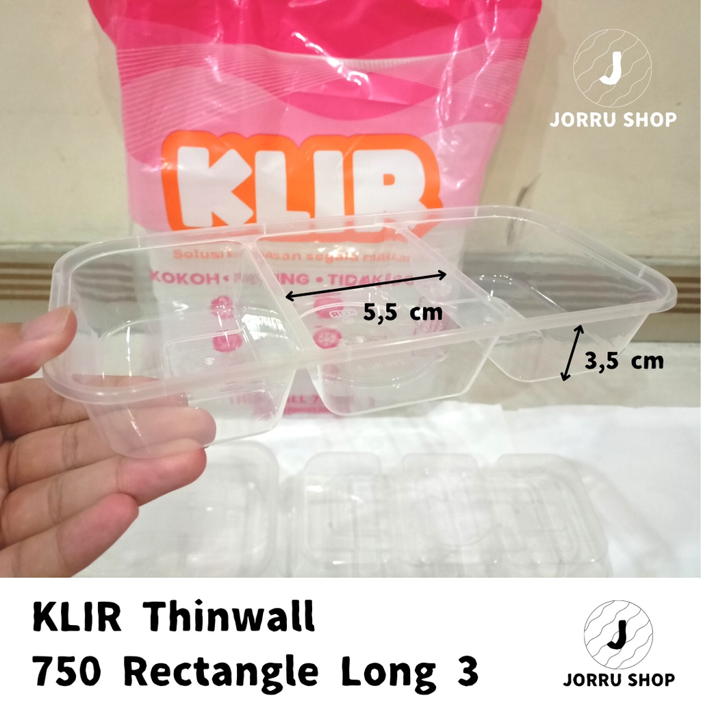 Jual KLIR THINWALL 750 RECTANGLE LONG 3 - ISI 25 SET | Shopee Indonesia