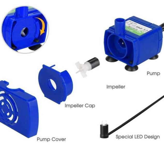 Jual Pompa Air Mini Celup USB Submersible Pump DC 3.5-9V 1-3W Aquarium ...