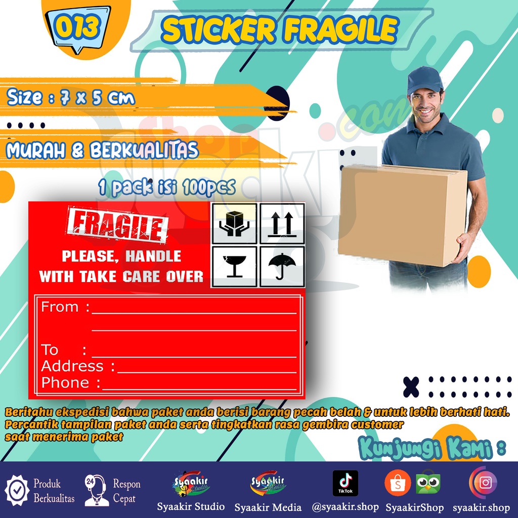 Jual Stiker Fragile Stiker Pecah Belah Stiker Label Pengiriman Sticker ...