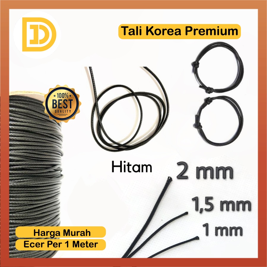 Jual Tali Korea 1mm 1,5mm 2mm 3mm 4mm 5mm Hitam Tali Kulit Korea Tali ...