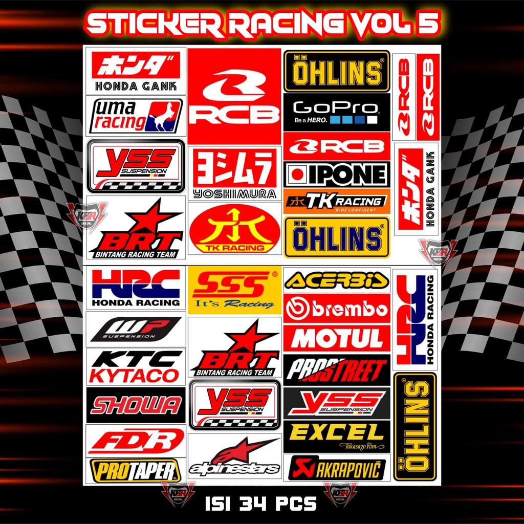 Jual Stiker Racing Pack Sticker Racing Hologram Stiker Sponsor Stiker ...