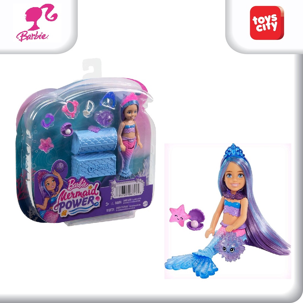 Jual Barbie Mermaid Power Chelsea Mermaid Doll HHG57 - Blue & Purple ...