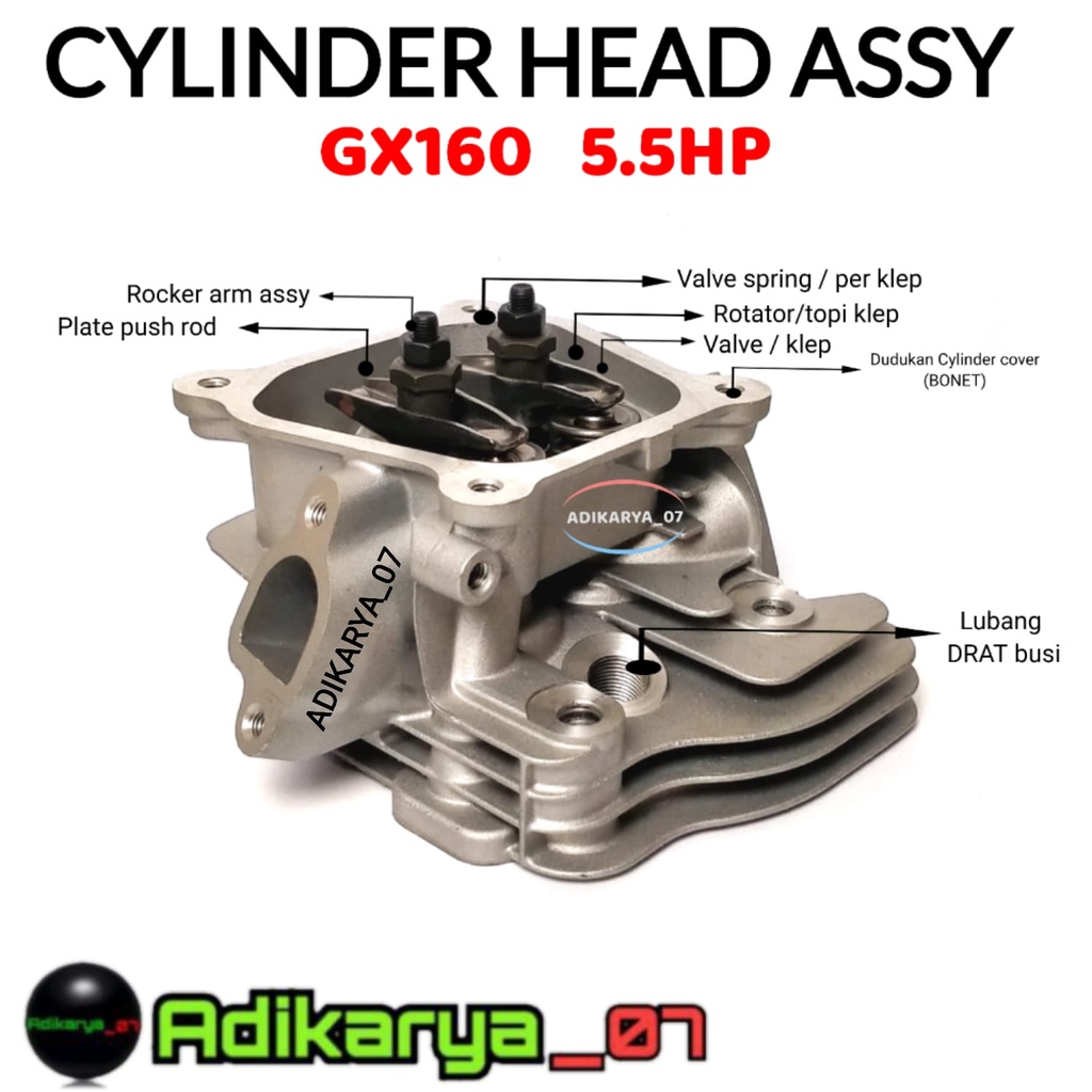 Jual Cylinder Head Assy Mesin Penggerak GX160 Cylinder kop SET GX160 GX200 Genset 3500watt ...
