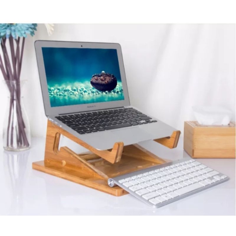 Jual Alas Laptop Stand Laptop Dudukan Laptop Kayu Stand Holder Laptop ...