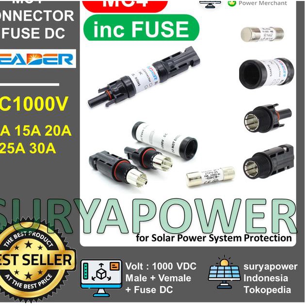 Jual MC4 CONNECTOR 1000V + FUSE 10A/15A/20A/30A - SOLAR PV - SURYAPOWER ...