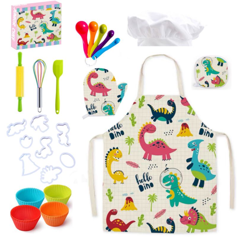 Jual Mainan kostum anak cooking baking with apron junior chef oven mitt ...