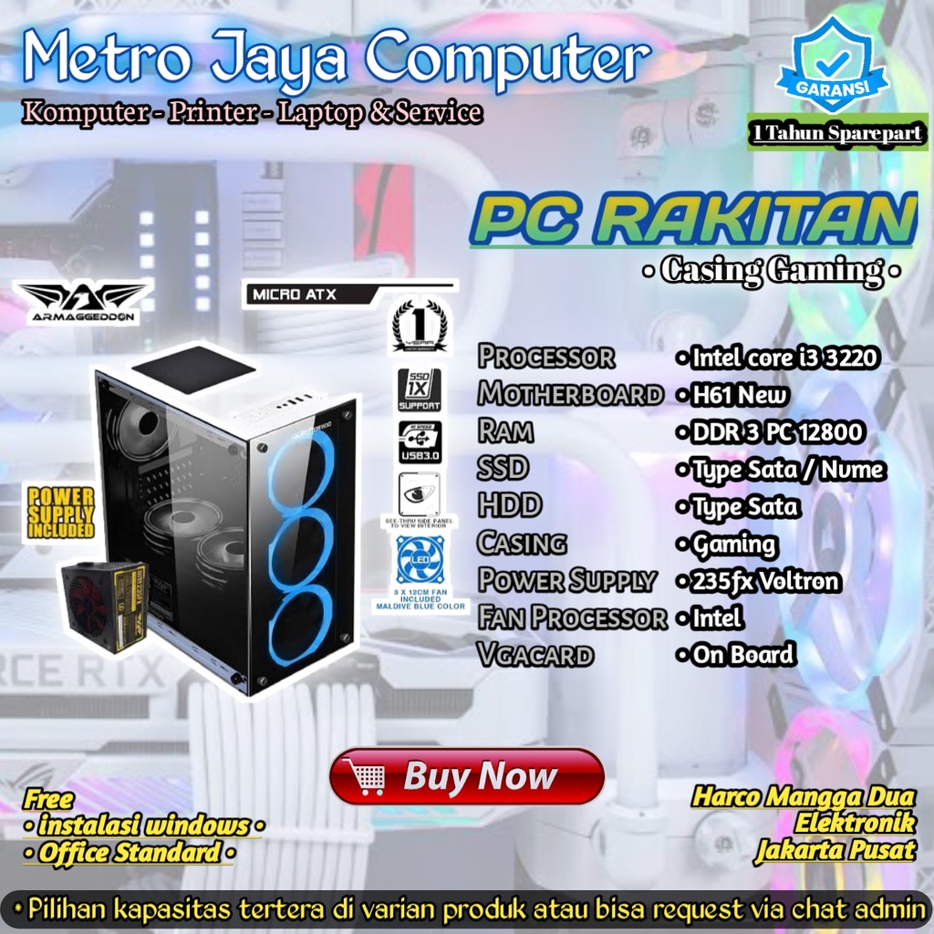 Jual Komputer / CPU / PC Rakitan Core i3 3220 Office / Admin / Kasir / Sekolah | Shopee Indonesia