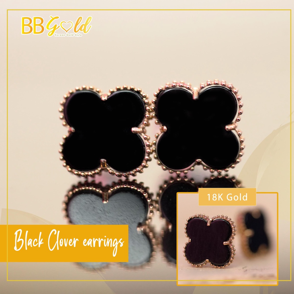 Jual BB GOLD Black Clover Stud Earrings 18k - Anting Tusuk Wanita Emas ...