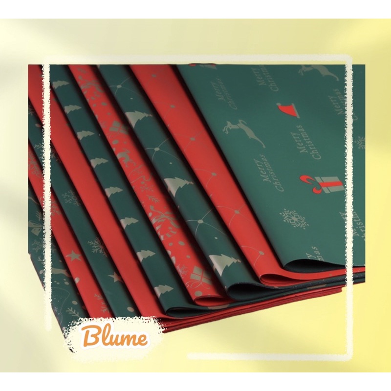 Jual kertas wrap tema natal isi 5 lembar/ flower wrapping/ kertas kado ...