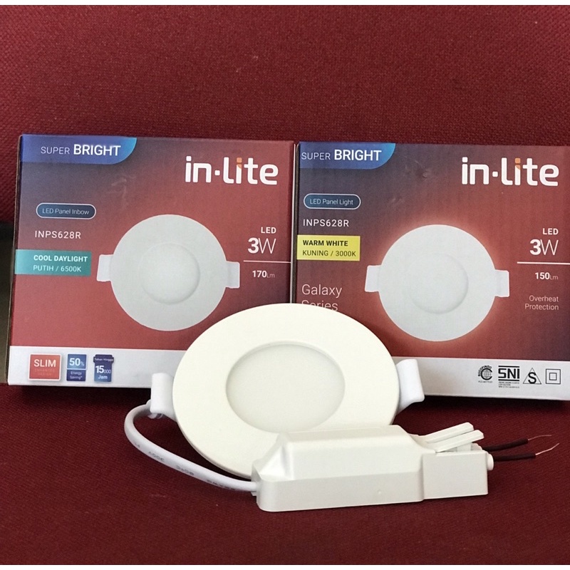 Jual LAMPU PLAFON / PANEL LIGHT LED INBOW BULAT INLITE 3W 3 WATT BULAT ...