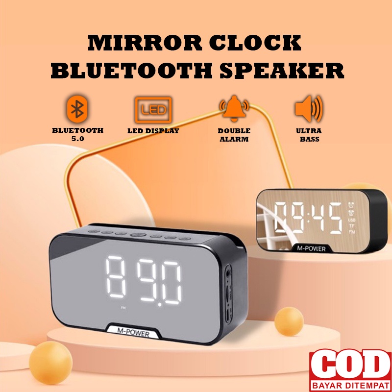 Jual Speaker Jam Bluetooth Stereo Led Mirror Display / Digital Clock ...