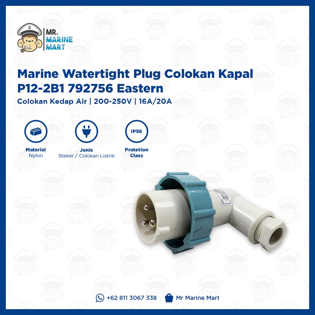 Jual IEC Watertight Plug Colokan P12-2B1 200-250V 16A 20A IMPA 792756 ...
