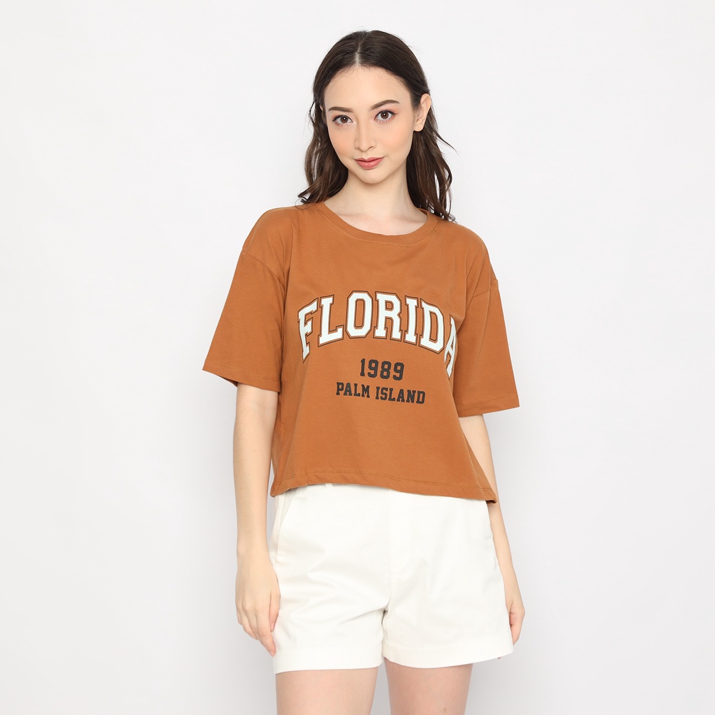 Jual ROMP Kaos Wanita Crop - Coklat | Shopee Indonesia