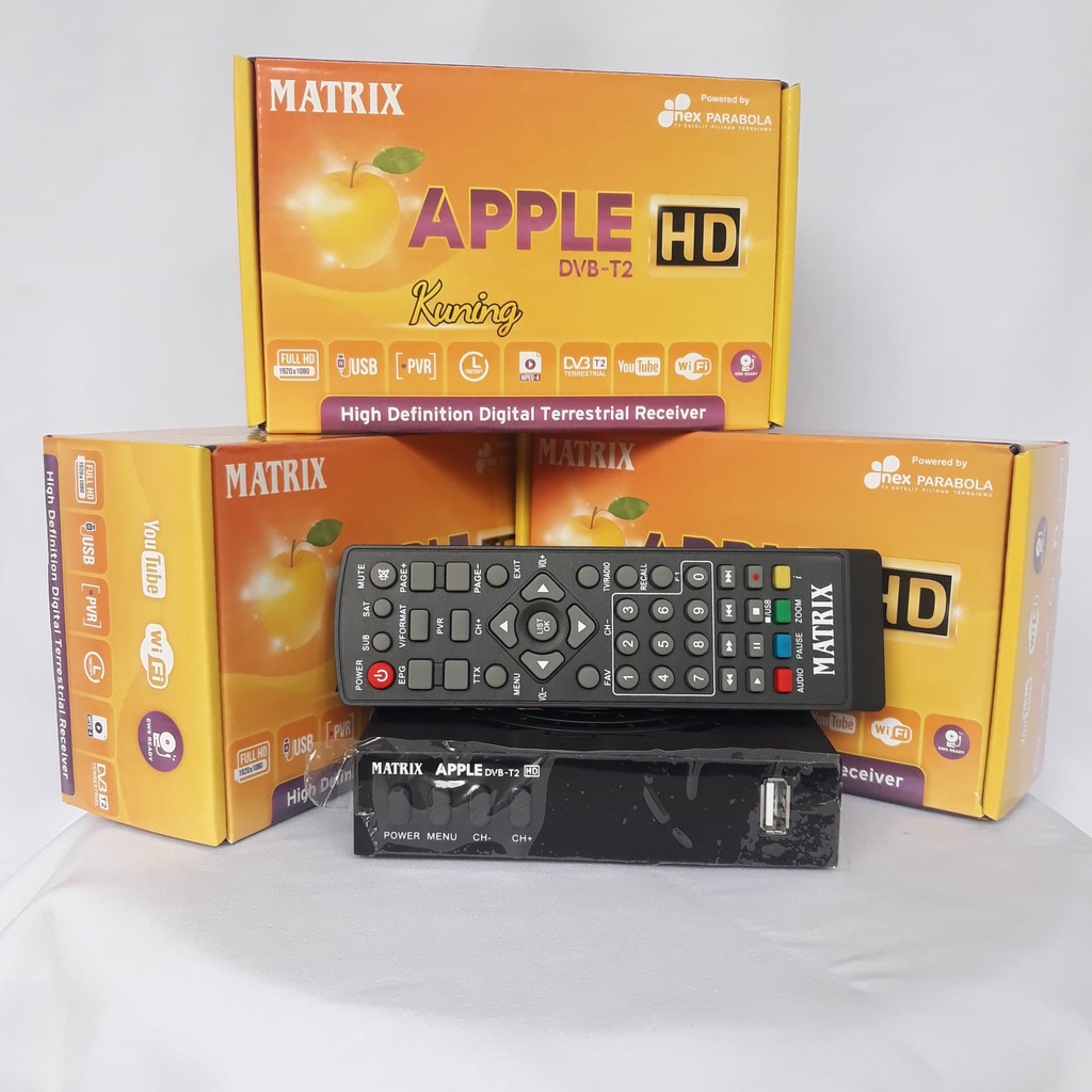Jual STB Set Top Box MATRIX APPLE KUNING DVB T2 untuk antena UHF Software Terbaru | Shopee Indonesia
