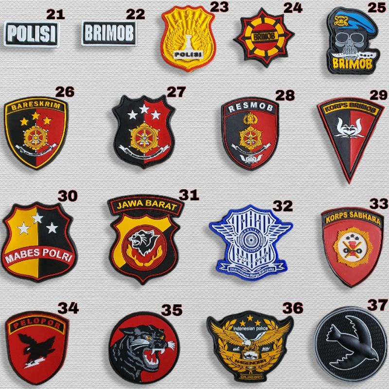 Jual patch rubber logo polri / polisi / police / brimob / gegana ...