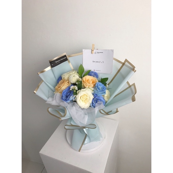 Jual BLUE THEME BOUQUET| BUKET BUNGA SEGAR TEMA BIRU | BLUE ROSE ...